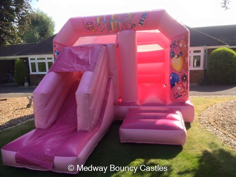 Pink Party Fun Front Slide Bouncy Castle - Bouncy Castle Hire in Medway ...